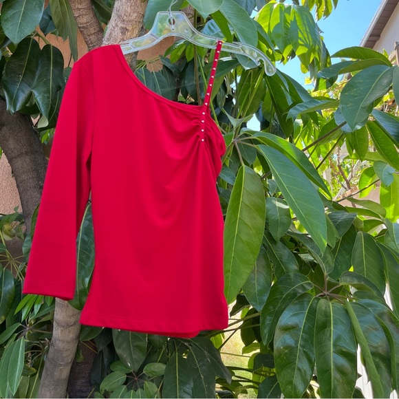 Vintage | Tops | Vintage Y2k Red Top With One Strap With Studs And One ...
